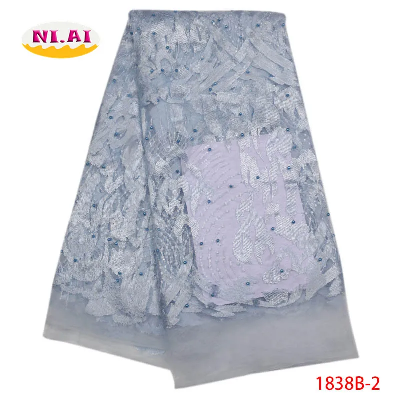 Women African Lace Powder Blue, Chiffon Fabric Bride Lace, High Quality ...