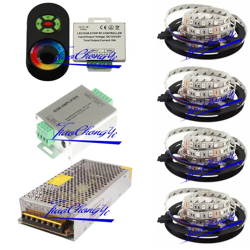 20m 5050 rgb led strip light ip20 + 18a controlador de toque ...