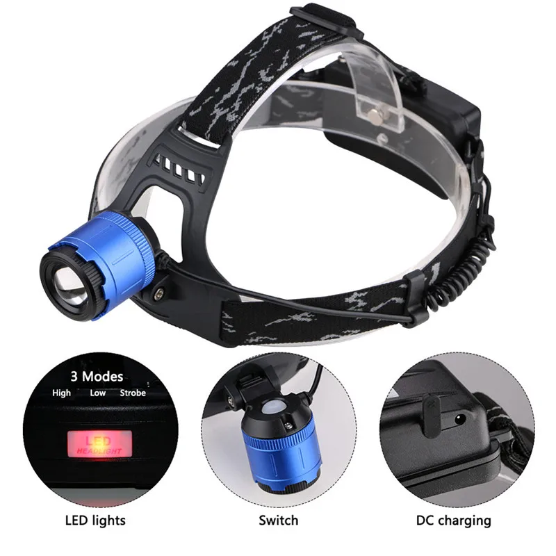 Rechargeable LED Headlamp Headlight Flashlight Head Light Lamp Durable ...
