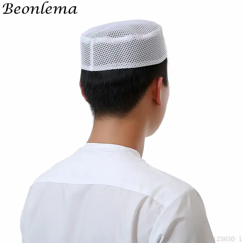Beonlema Muslim Men Cap White Mesh Musulman Paryer Hat Arab Turban Caps ...