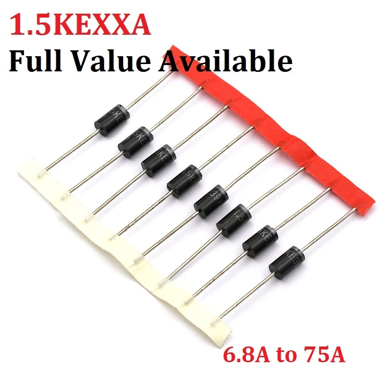 20PCS/LOT 1.5KE 1.5KE6.8A 12A 15A 18A 20A 24A 27A 30A 33A 36A 39A 51A 75A/ TVS diode Transistor ...