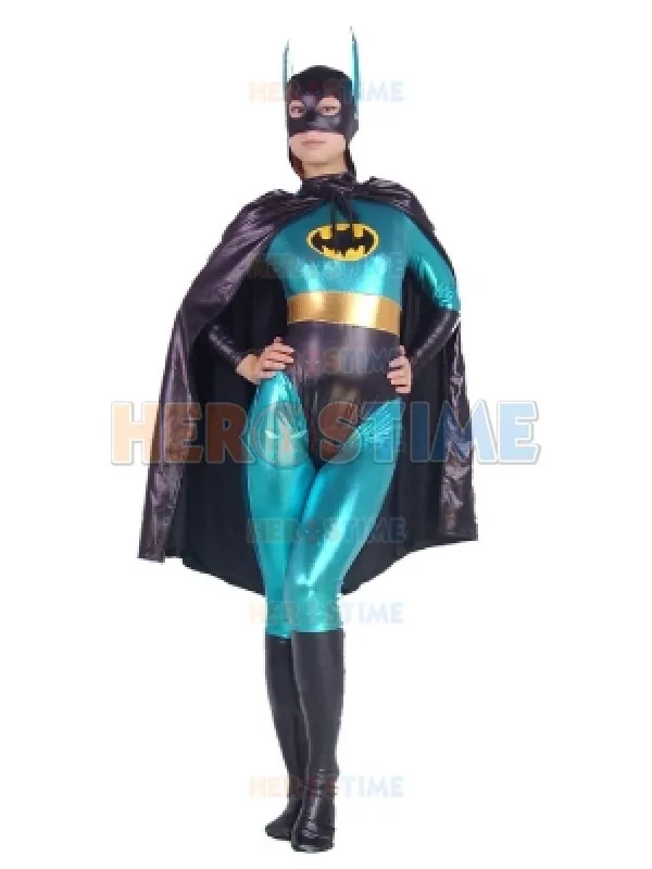 Blue Batman Superhero Costume Shiny Metallic Adult halloween cosplay ...