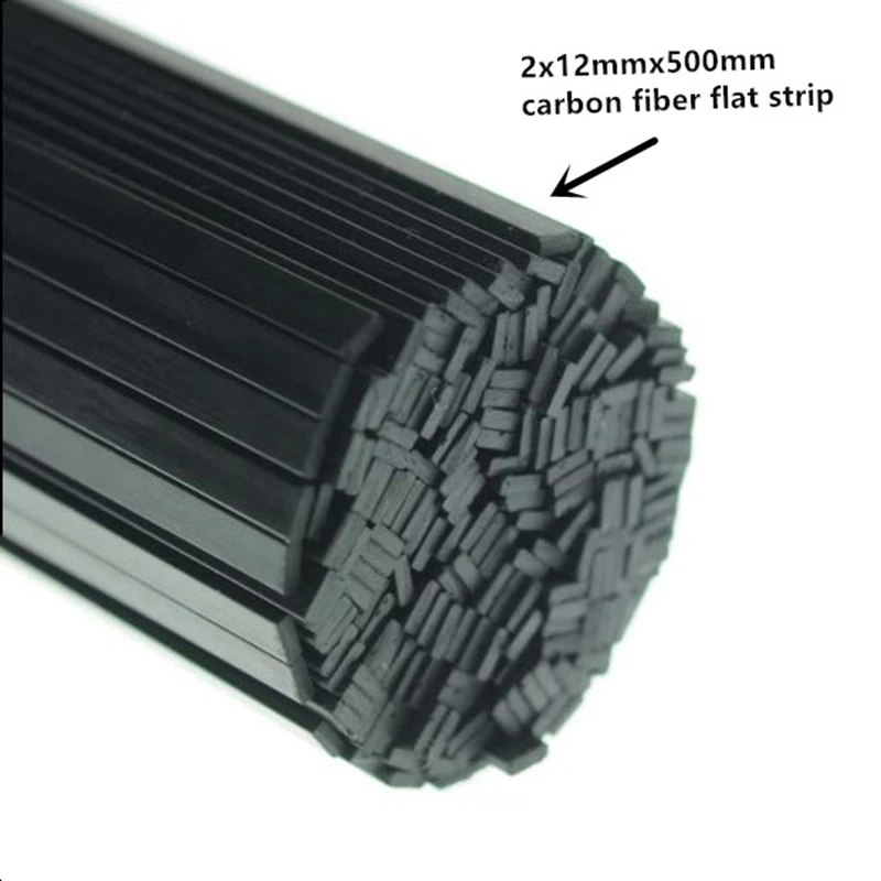 2pcs/ lot carbon fiber material flat 2x12mmx500mm carbon fiber rod flat ...