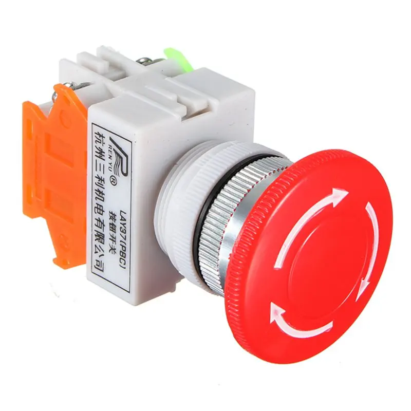 1 NC N/C DPST Emergency Stop Switches Push Button Switch Mushroom 4 ...