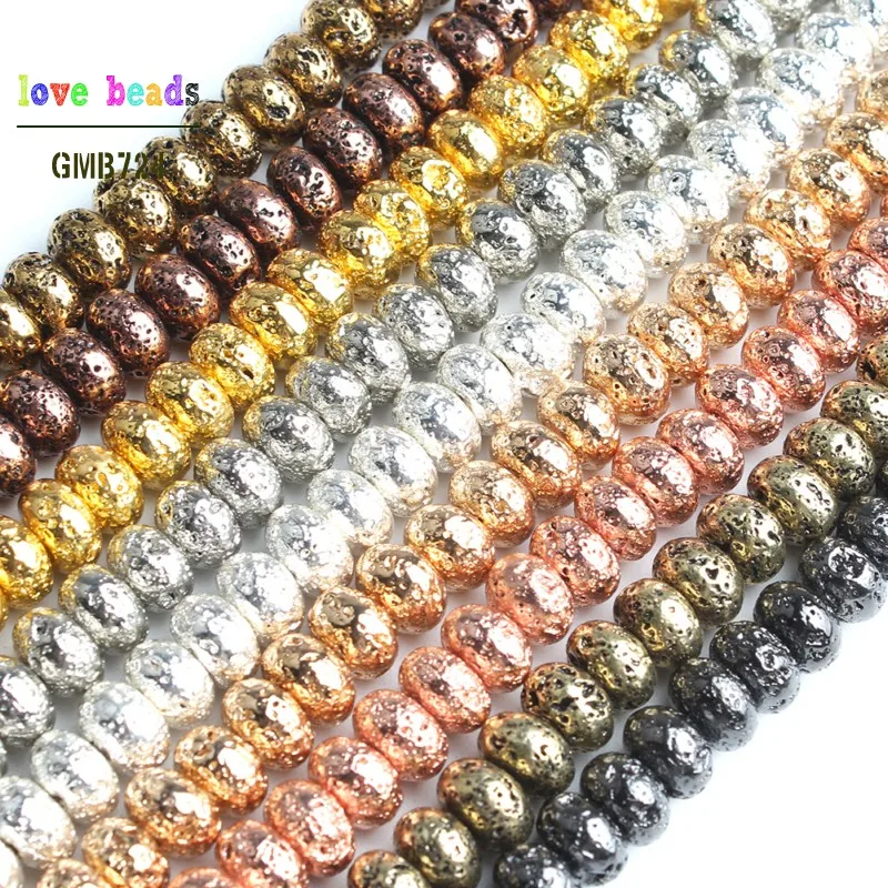 Contas de pedra de lava/10mm, cores preta e prateada em ouro rosê natural, contas para fazer ...