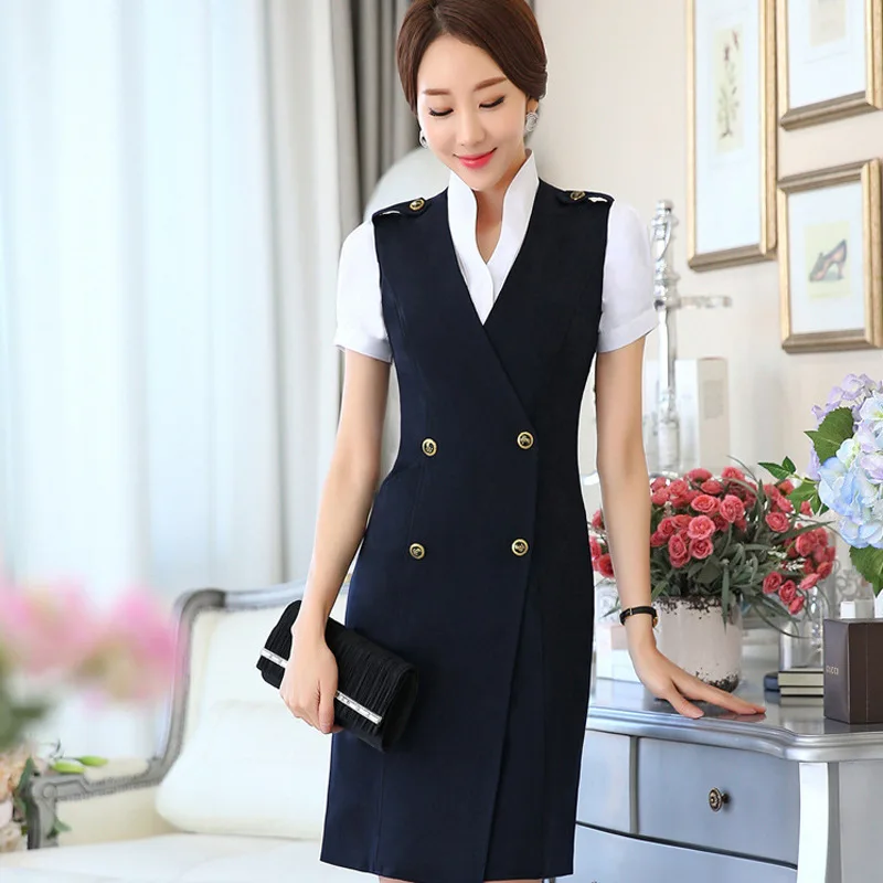 2016 new autumn women sleeveless dress uniforms Professional office ...