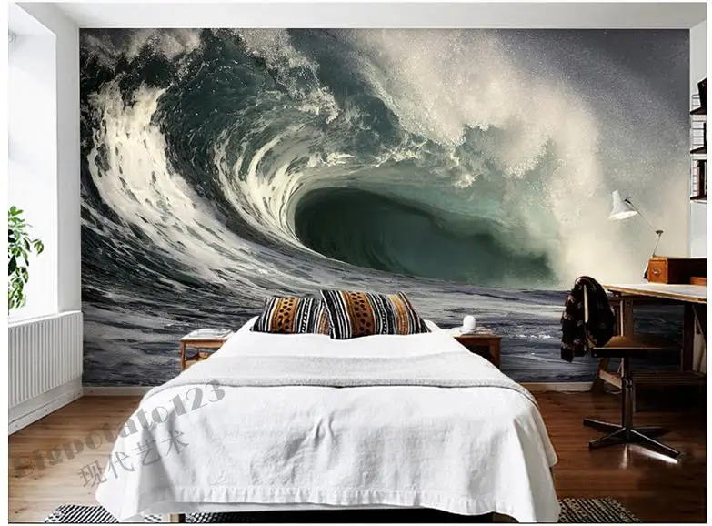 Custom 3d wallpaper 3d wall murals wallpaper Only beautiful waves wavy ...