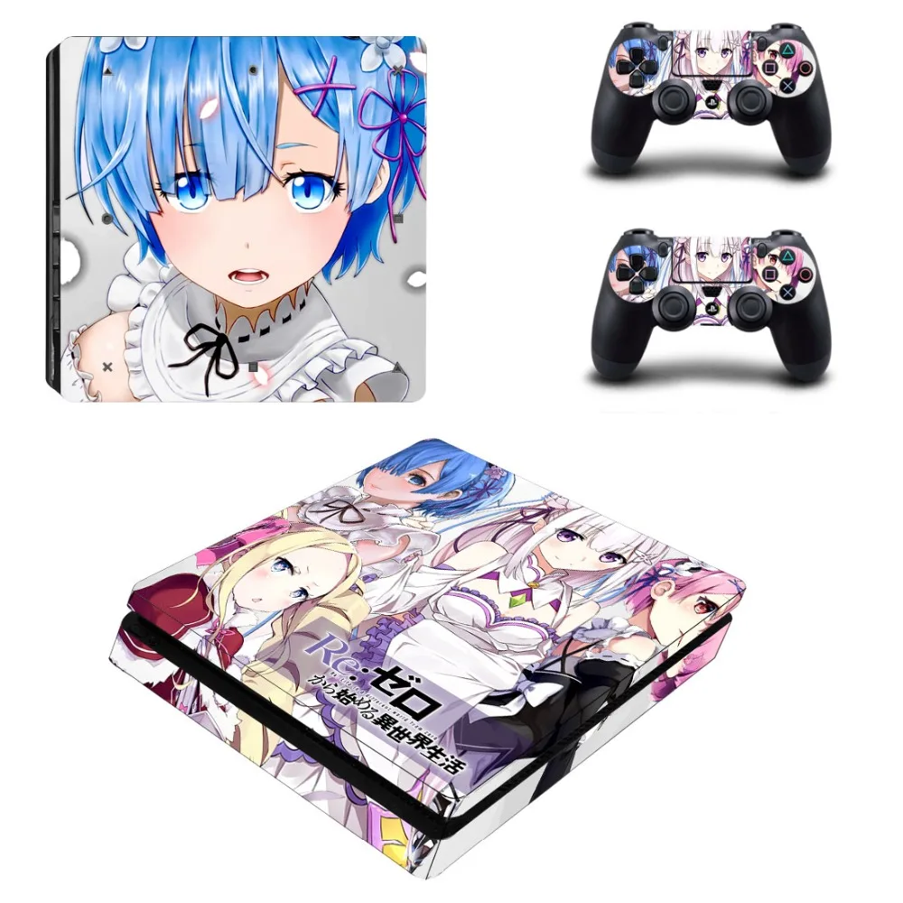 Re:Zero Anime Cute Girl PS4 Slim Skin Sticker for PlayStation 4 Console ...