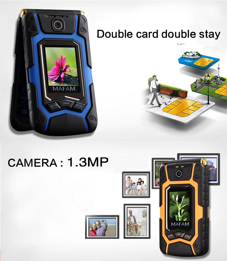 Mafam Land Flip Cell Rover X9 Dual Screen Dual Sim One-key Call Answer Long Standby Touch Screen ...