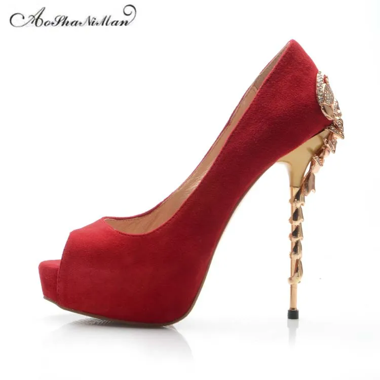 2019 date en cuir véritable mariée mariage rouge chaussures femmes ...