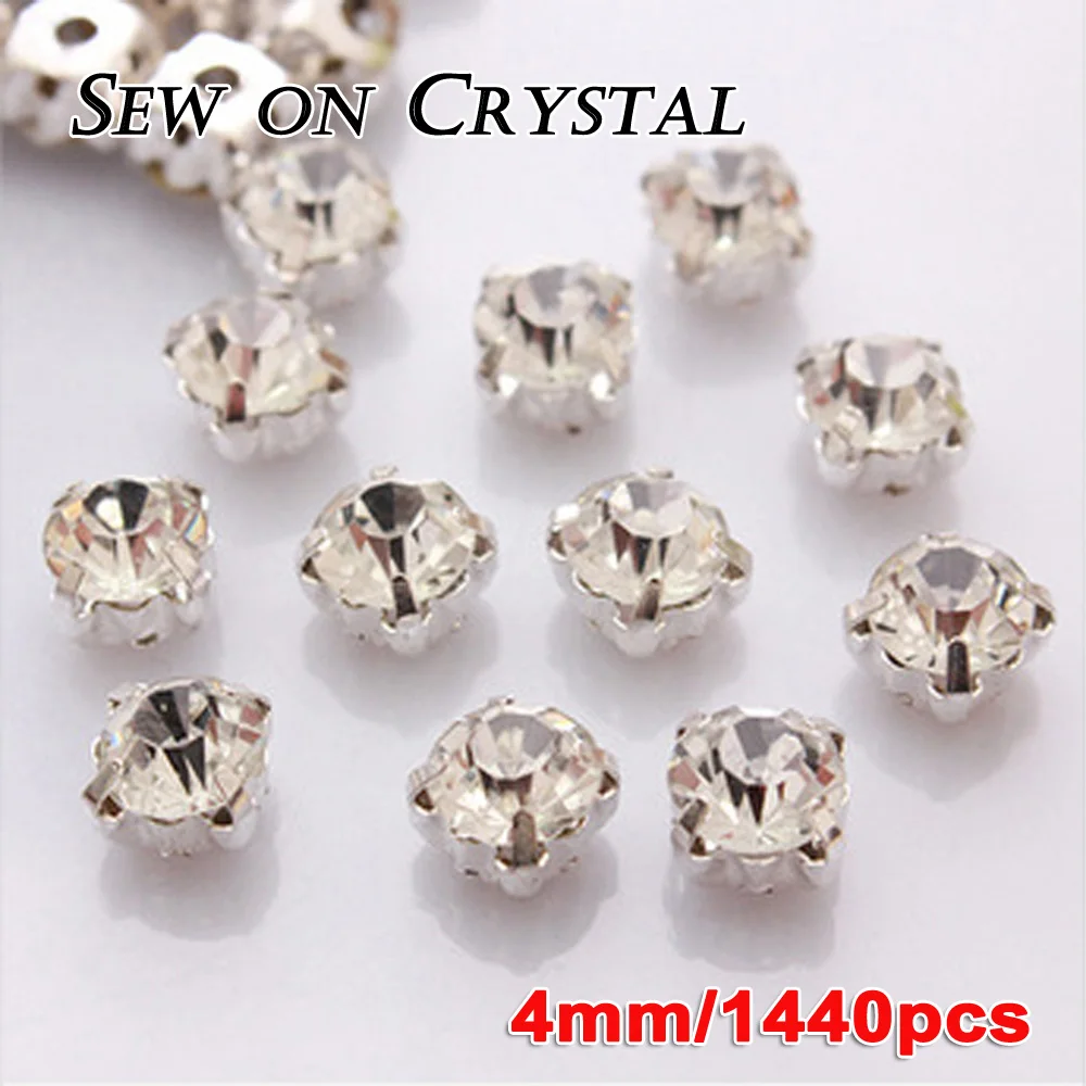High Quality 1440pcs 4mm Crystal Sewing On Rhinestone Sew On Crystal