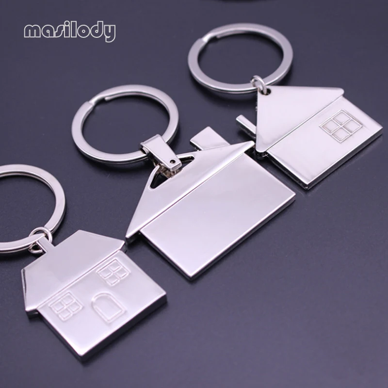 100pcs/lot Zinc Alloy House Shaped Keychains Metal Cottage Keyrings ...