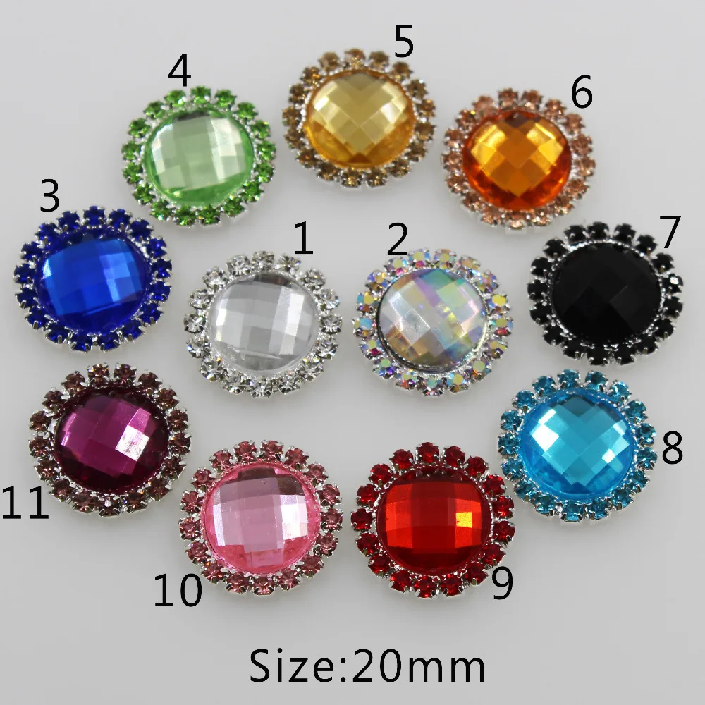 Fashion 10Pc 20MM Multi color round rhinestone buttons clothing DIY ...