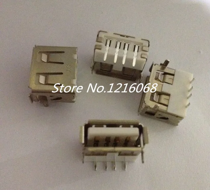 100pcs USB 2.0 4Pin AF bend Pin USB female Jacks/socket for Desktop ...