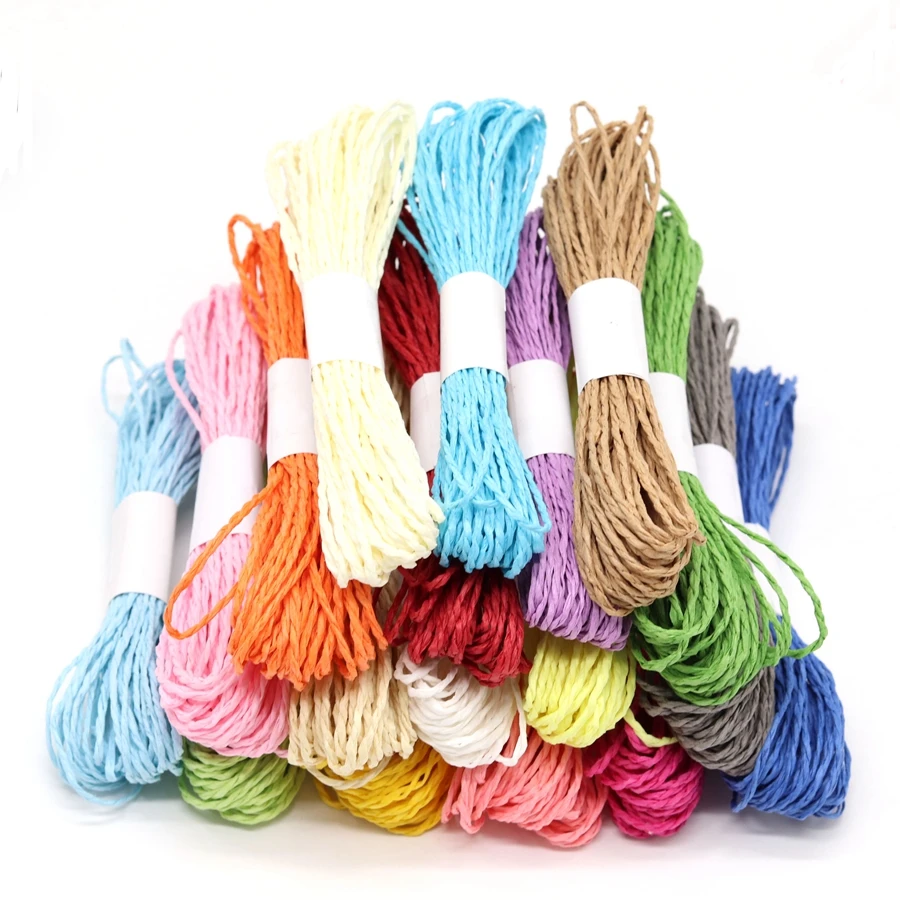 10M/pcs 10pcs/package Paper Rope Raffia Ribbon Natural Lace Rope Gift ...