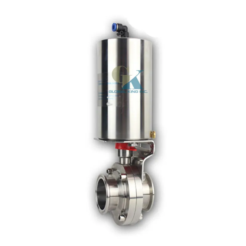 3 1/2 "Tri Clamp Sanitaire Vlinderklep Met Pneumatische Actuator SUS304 ...