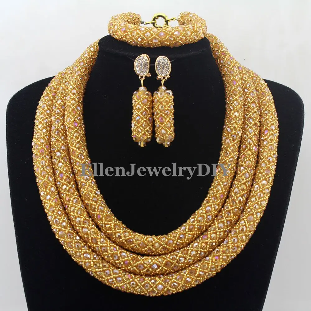 African Statement Necklace Costume Necklace Set Crystal Jewelry Womens ...