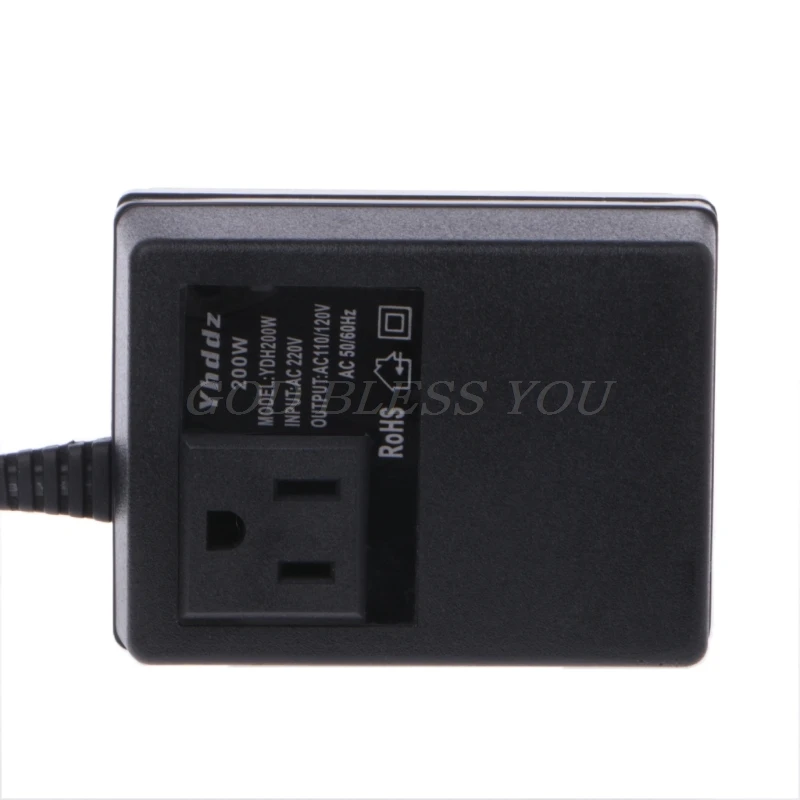 200W AC 220V to 110V Step Down Transformer Convert Travel Power EU Plug ...