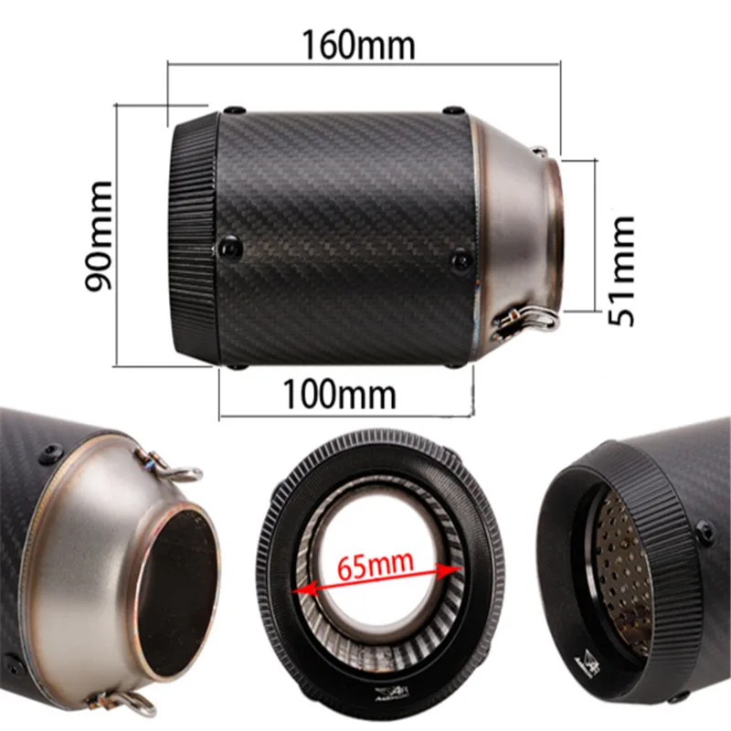 160mm long 51mm caliber motorcycle modified exhaust pipe muffler large ...