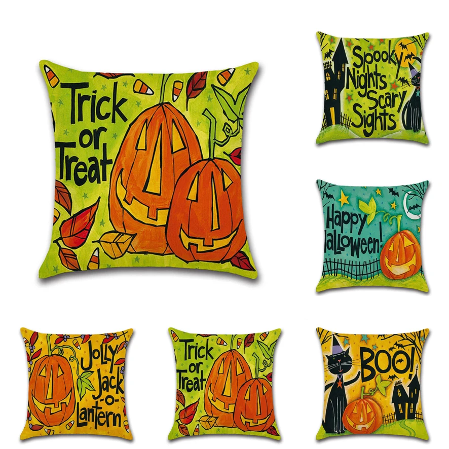 Happy Halloween Trick Or Treat Throw Pillow Cover Decorative Massager