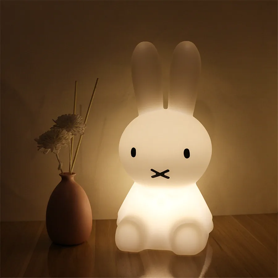 BEIAIDI 28CM RGB Rabbit LED Night Light With Remote USB Rechargeable ...