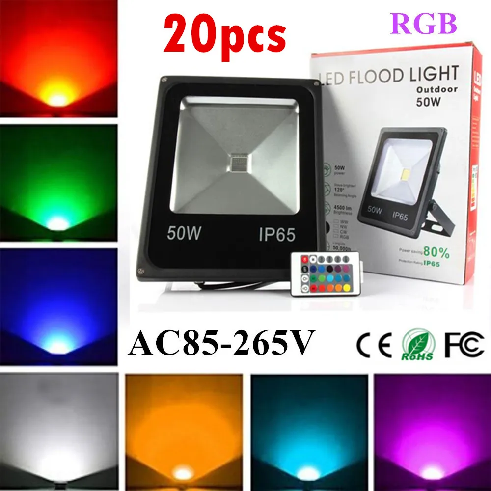 20X RGB LED Flood Light 10W 20W 30W 50W RGB Floodlight Waterproof Outdoor Garden Decoration ...