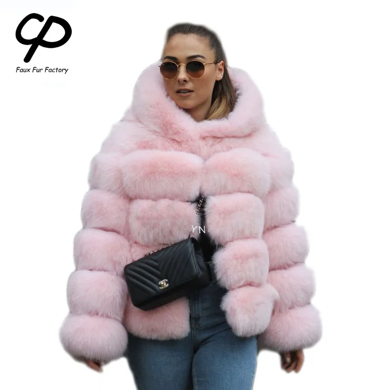 CP Faux Fur Factory Faux Fox Fur Coat Women Winter Fashion Artifical ...
