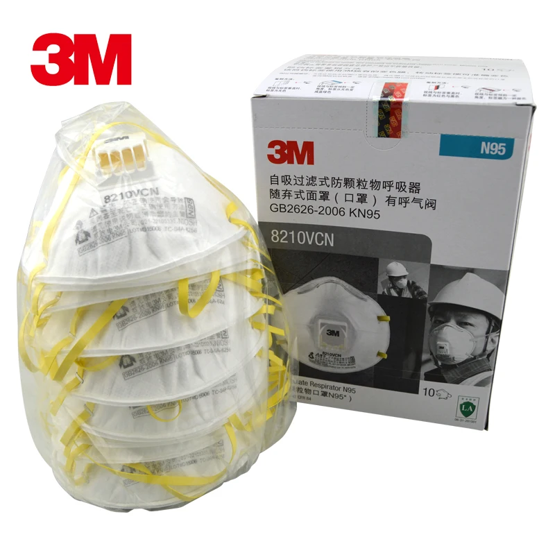 3M 8210V Respirator dust Mask Cool flow Valve Particles Mask PM2.5 N95 ...