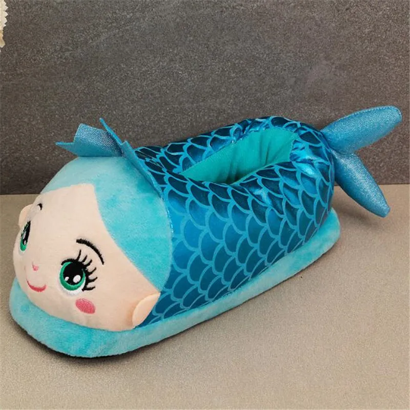Mermaid All-Inclusive Shoes Cartoon Slippers Home Plush Cotton Slippers ...