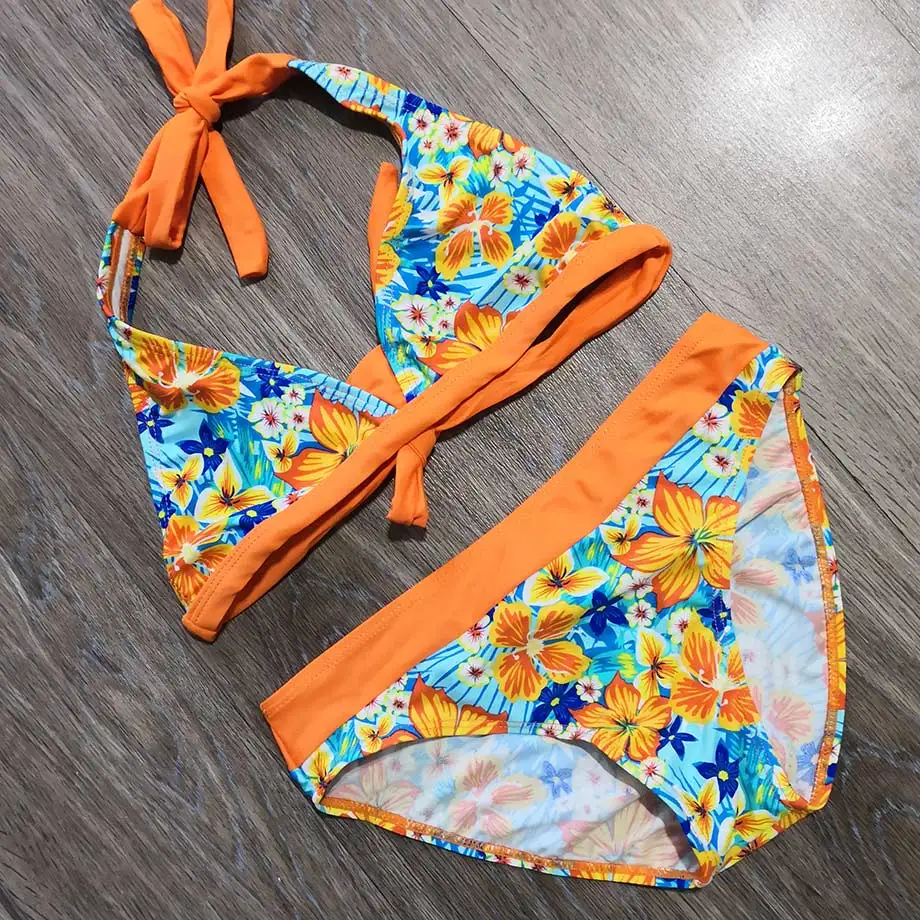 6-16 Years Striped Girl Swimsuit Kids Children Two Piece Swimwear ...
