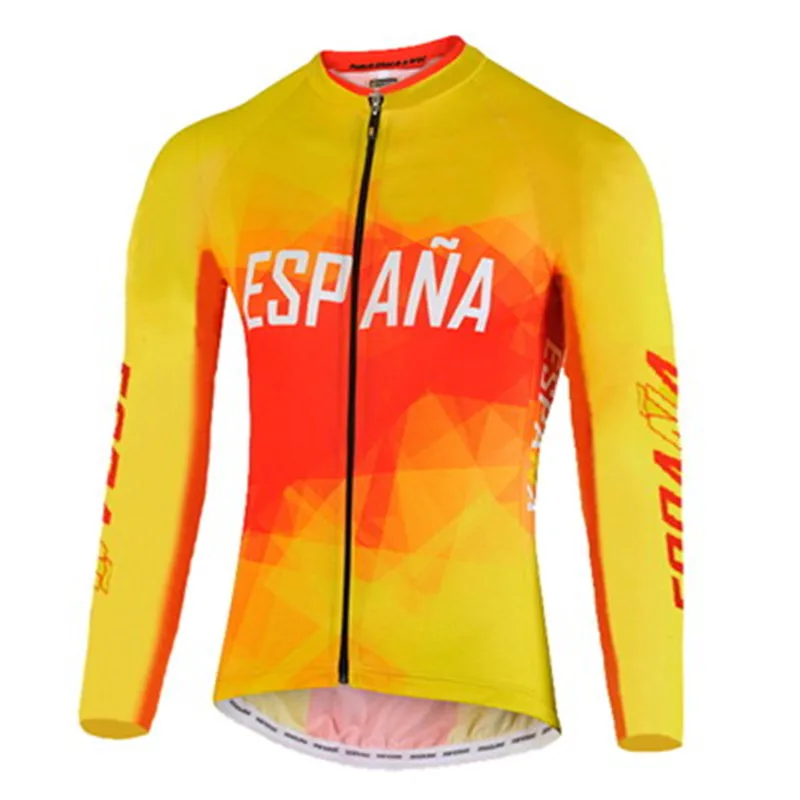 Spain Espana Team Winter Thermal Fleece Long Sleeves Cycling Jersey ...