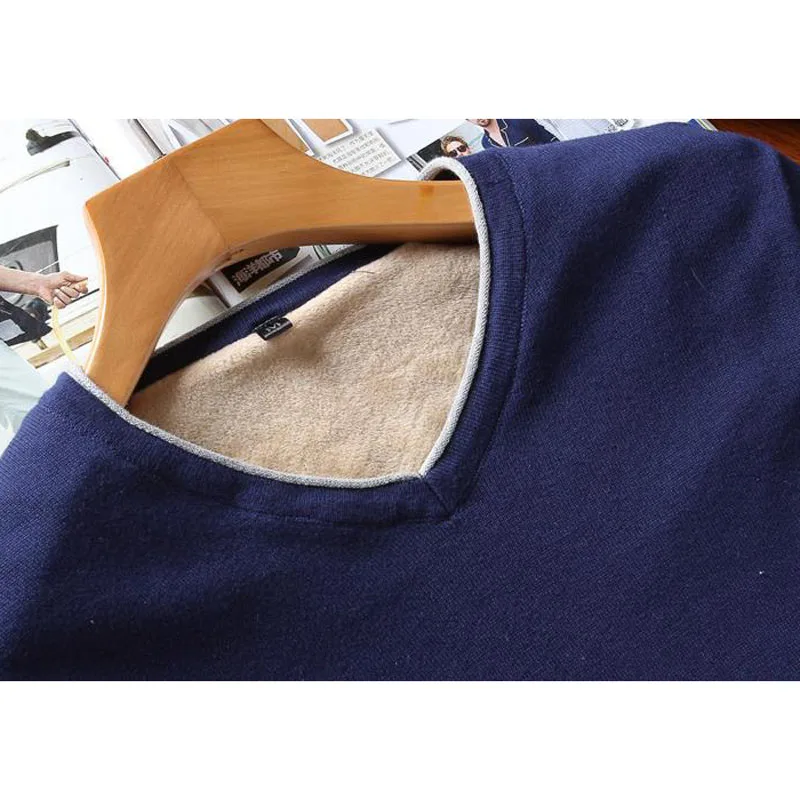 Мужской свитер плюс бархат зимний Корейский Стиль Тренд v-образный ...