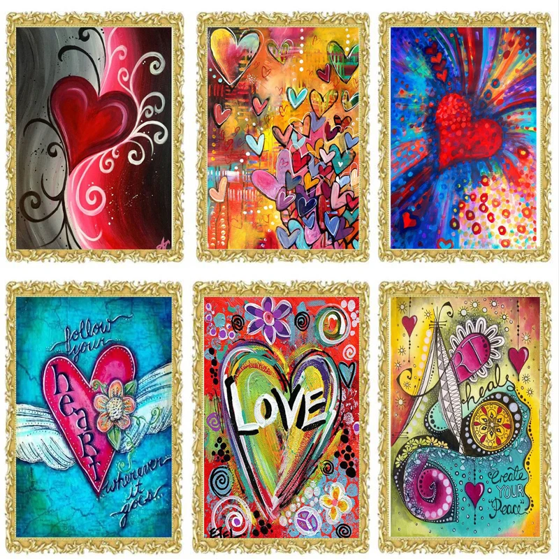 2018 5D DIY Diamond Embroidery love in heart Diamond Painting Cross ...