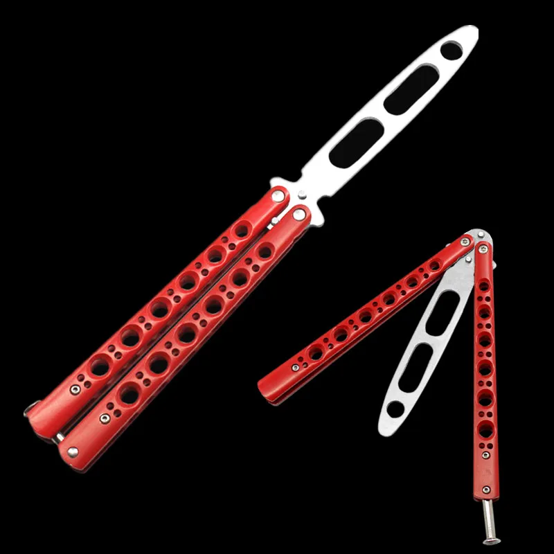 Red Safety Portable Practice Butterfly Knife Stainless Steel Folding ...