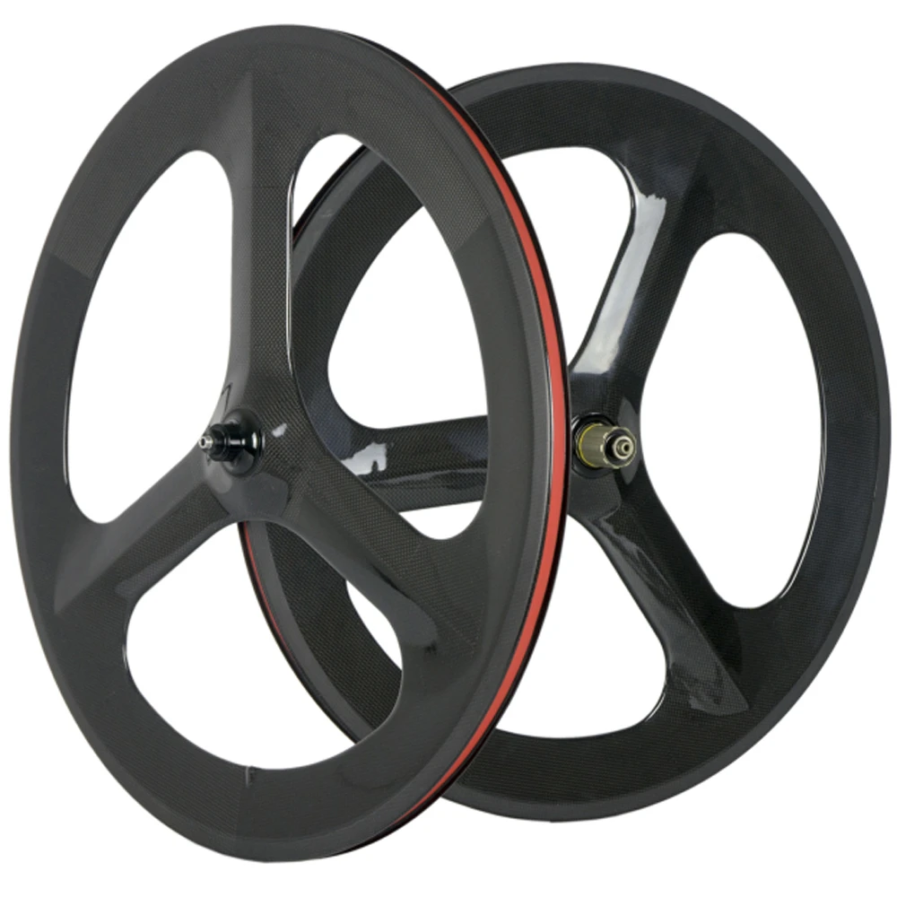 700C Road Bike Carbon Wheels 70mm Depth Clincher 3 Spoke Wheel Racing ...