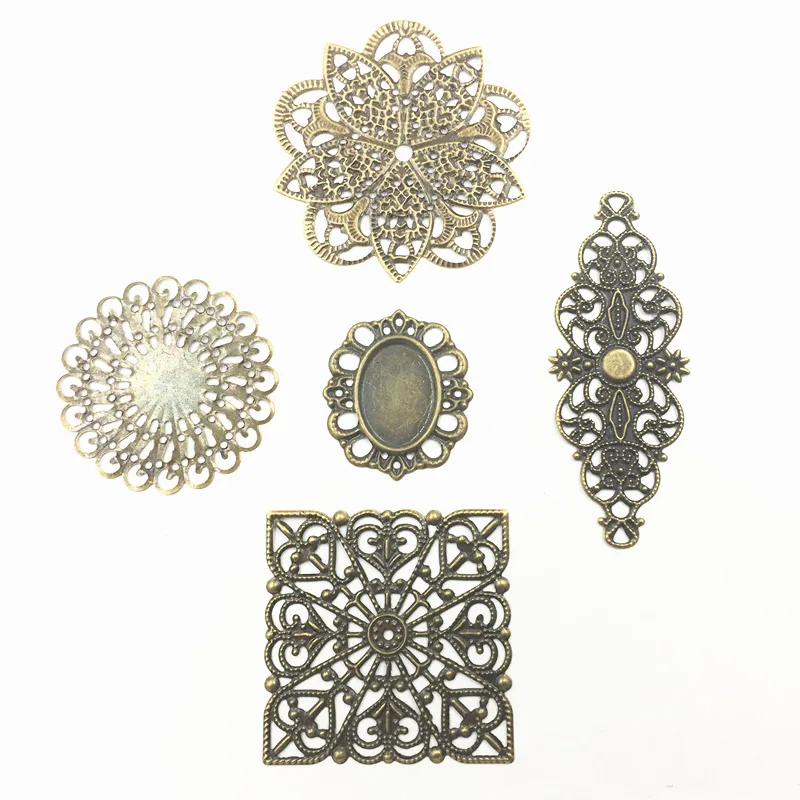 10Pcs Mixed Color Connectors Alloy Embellishments Filigree Wraps ...