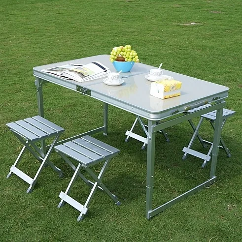 out door table Portable aluminum Alloy folding table with chairs ...
