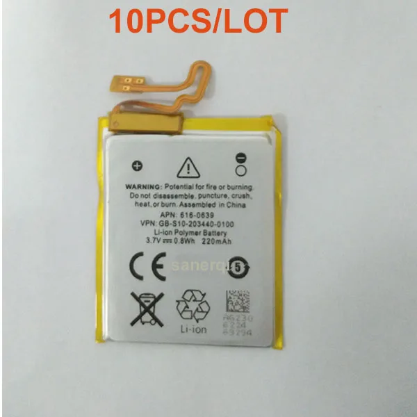 10PCS/ LOT 220mAh 3.7V Li ion Battery Replacement 330mAh for iPod Nano ...