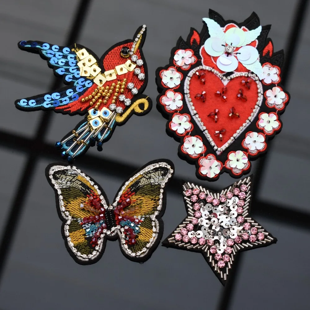 Handmade-bead-Sequins-Beaded-Bird-Patch-for-Clothing-Beading-Applique ...