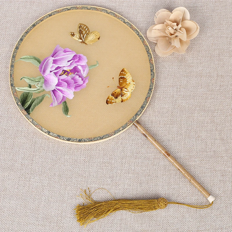 Decorative Fans Women Round Gift Fan High End Handcrafted Double ...