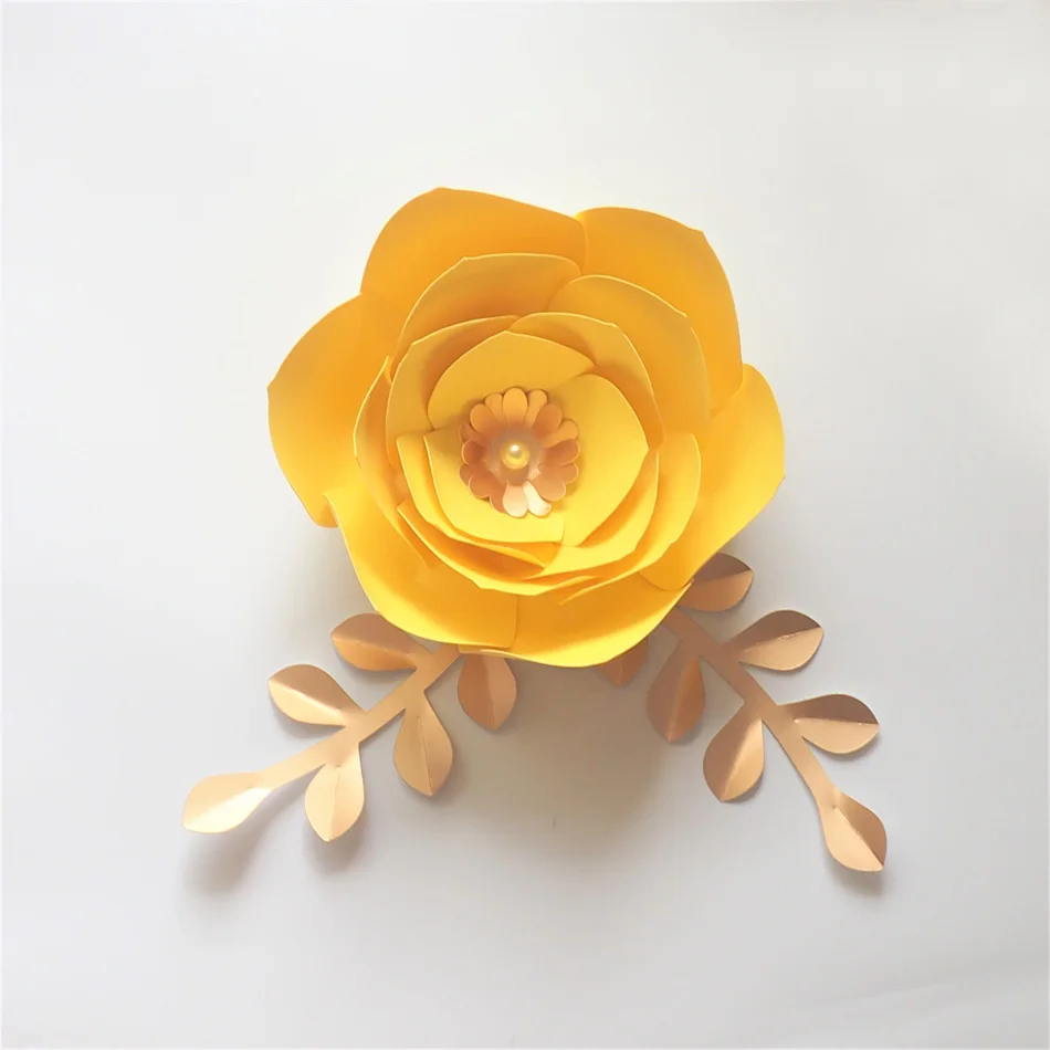 Handmade Cardstock Rose DIY Paper Flowers Leaves Set For Wedding ...