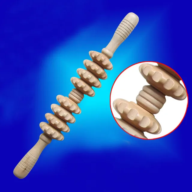 Second Round Three Ball Meridian Thin Shaft Rod Full Body Massage Stick Rolling Back Massage