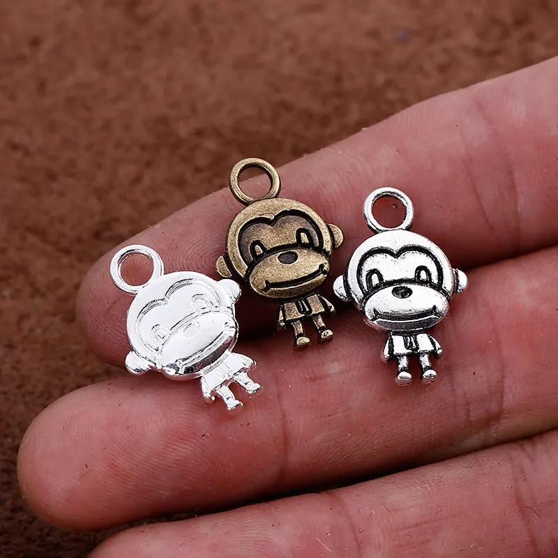 3 Color Cute Small Monkey Charms Vintage Metal Diy Animals Monkey ...