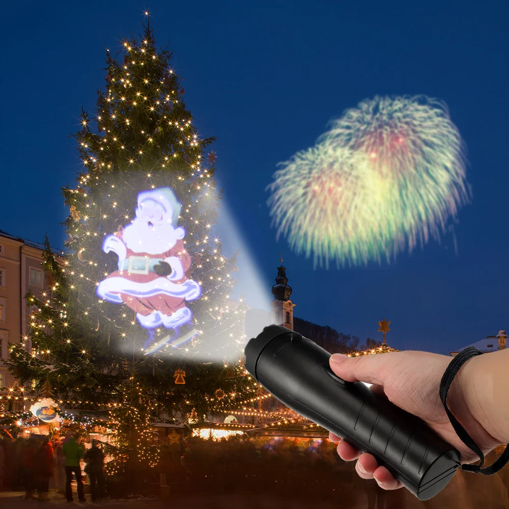 Portable Animated Flashlight LED Projection Lamp With 4 Slide Cards AAA ...