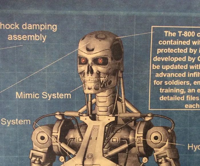 TERMINATOR T-800 CYBERDYNE SYSTEMS MODLE 101 huge large Vintage Style ...