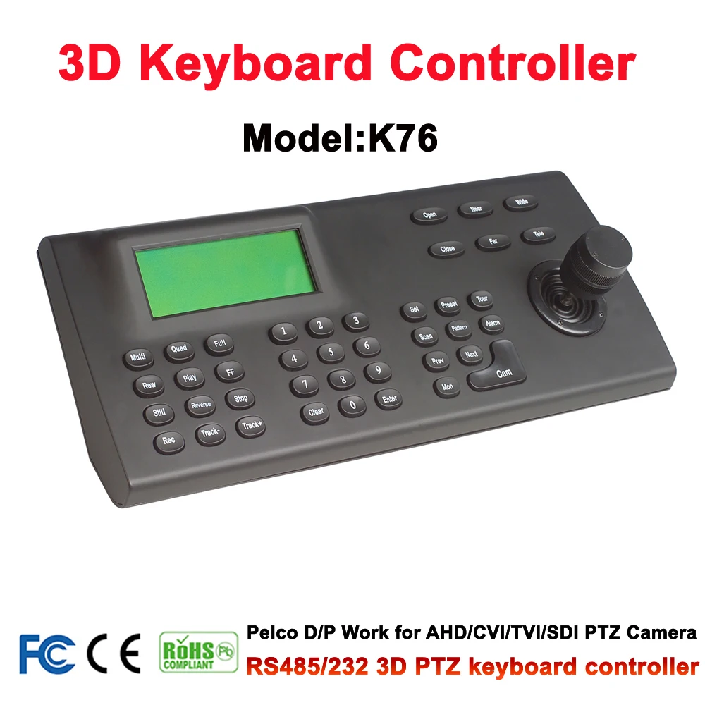 RS485 pelcoD 3D 축 DVR 매트릭스 ptz 키보드 컨트롤러, AHD CVI TVI SDI 팬 틸트 줌 카메라용 ...