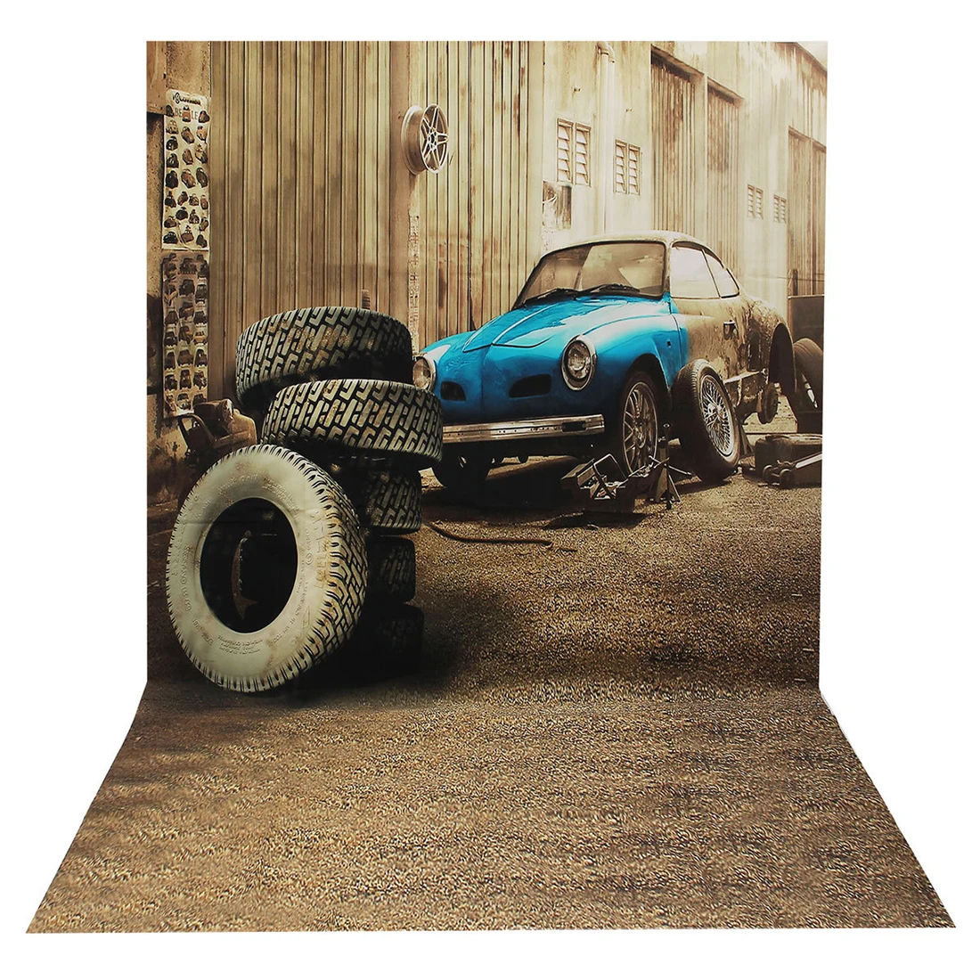 3x5ft Car Tire Garage Retro Photo Backdrop Photography Background ...