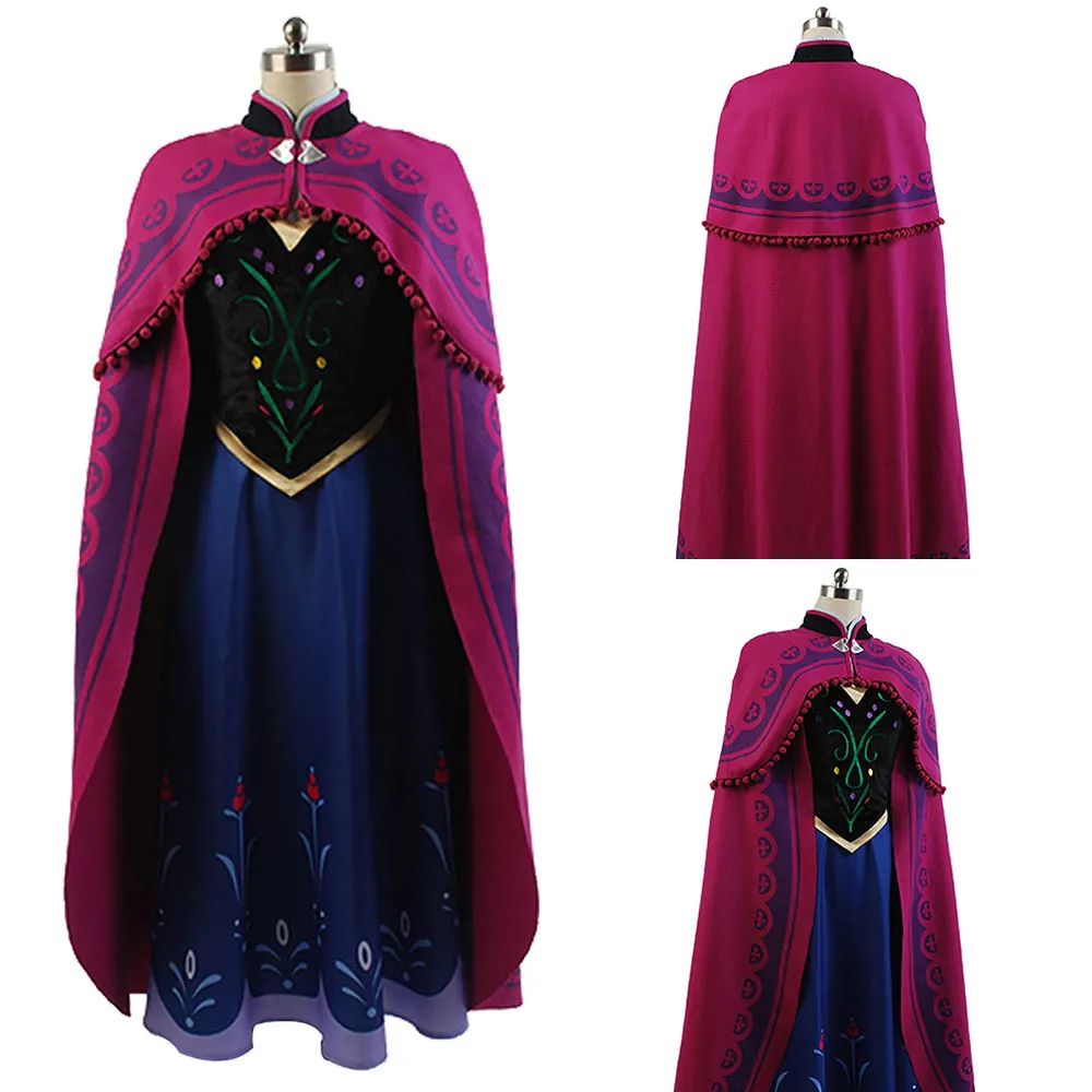 Adult Princess Anna Cosplay Costume Anna Dress Attire Ball Gown Party ...