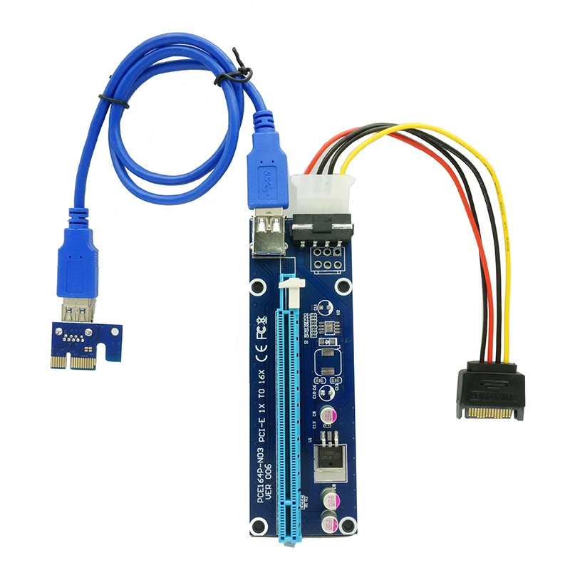 60CM PCIe PCI E PCI Express Riser Card 1x to 16x USB 3.0 Data Cable ...