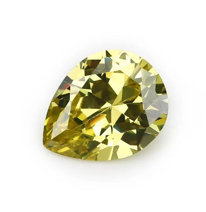 50PCS 2x3~13x18mm Pear Shape Loose CZ Stone Olive Color AAAAA Cubic ...